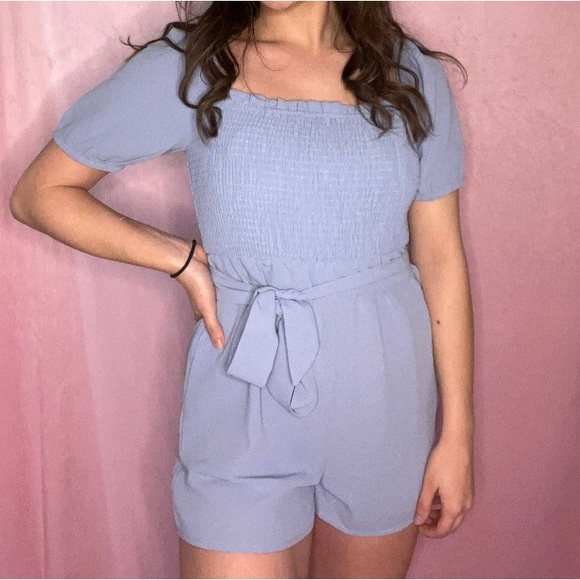 Pants & Jumpsuits | Smocked Square Neck Romper | Poshmark